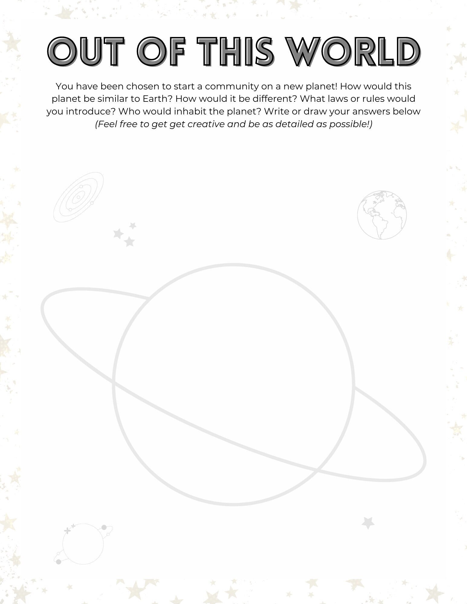 Out of This World Therapy Worksheet - Etsy