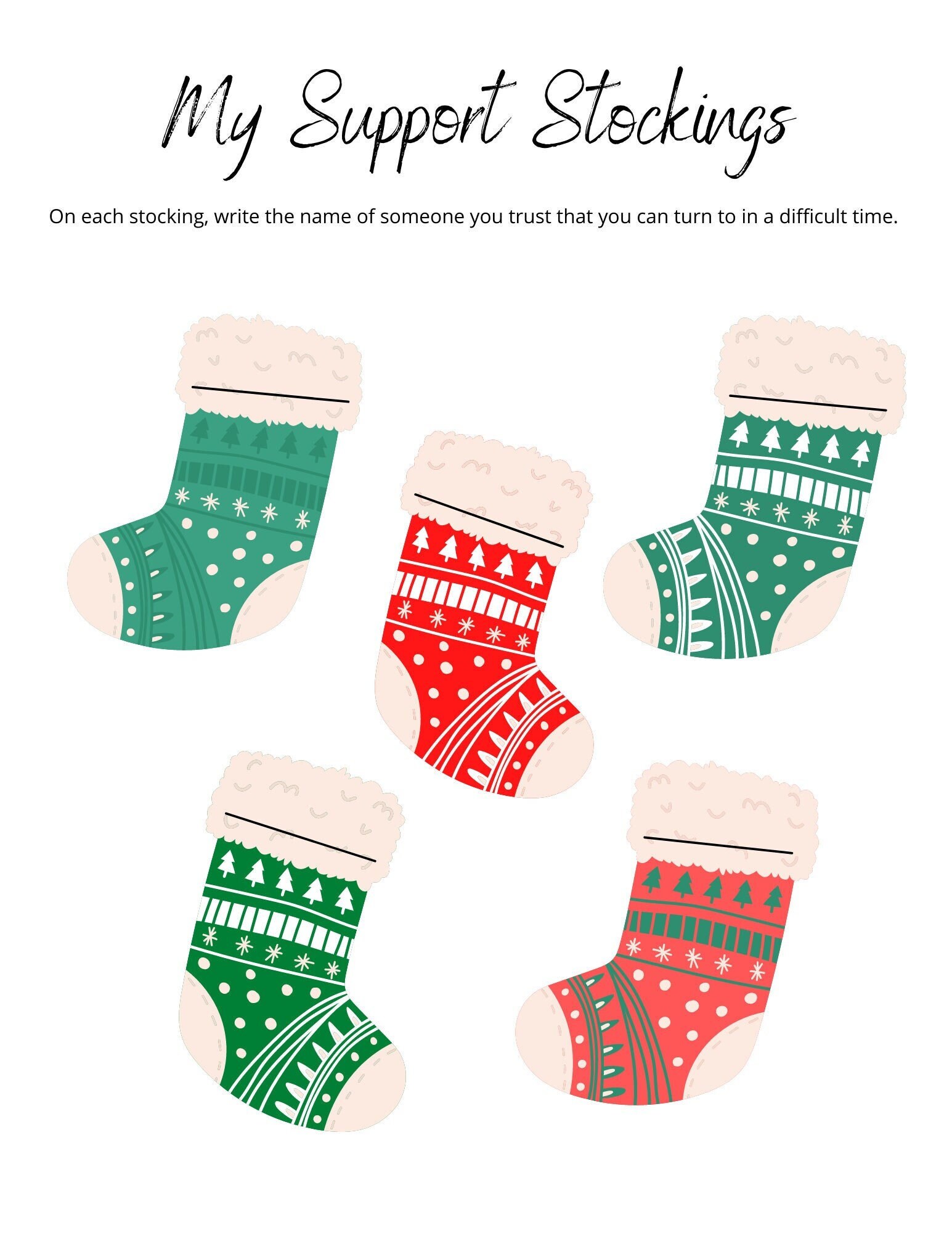 Support Stockings Therapy Worksheet - Etsy