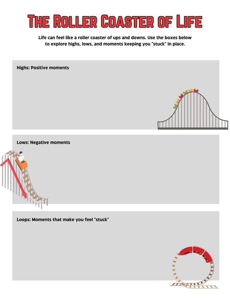 The Roller Coaster of Life Therapy Worksheet - Etsy