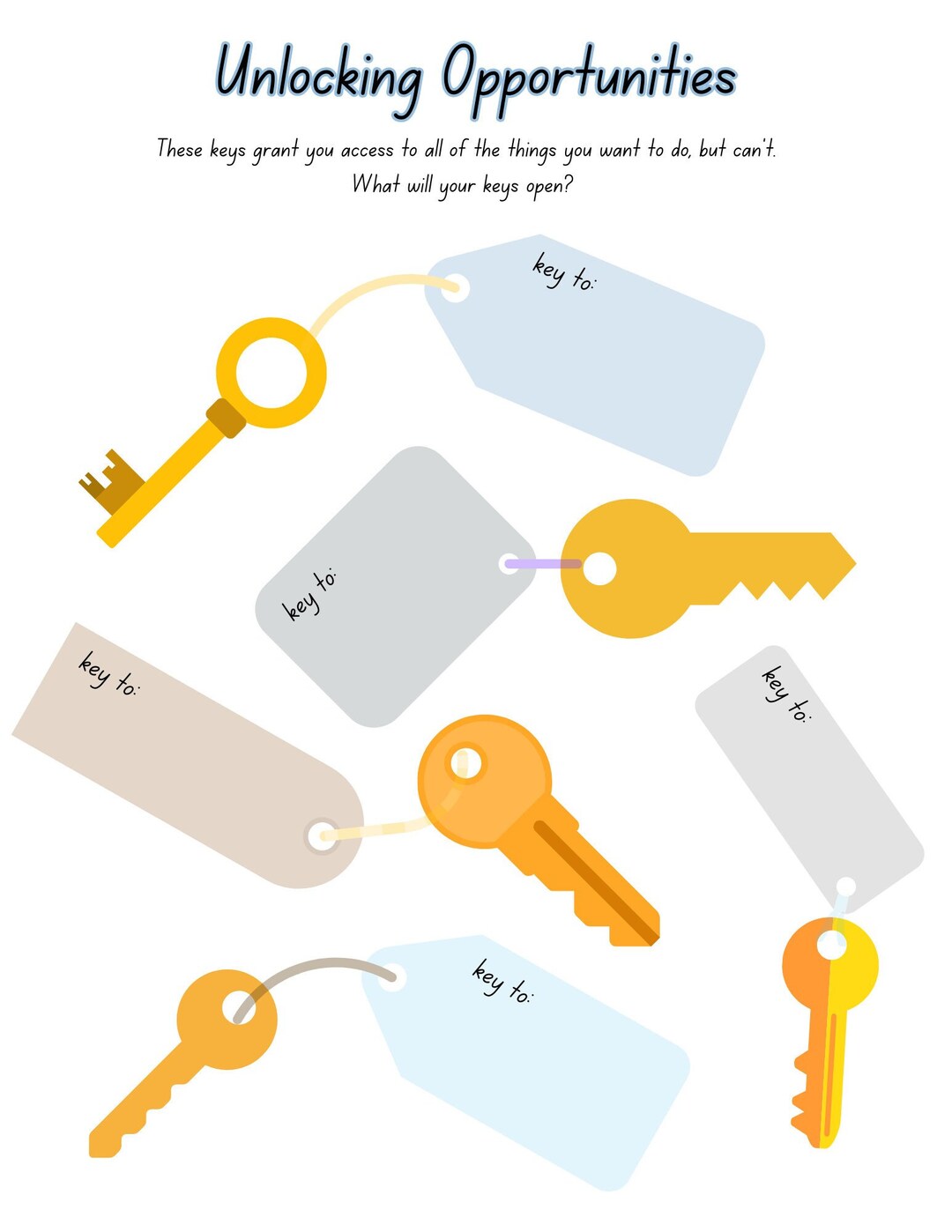 Unlocking Opportunities SEL Classroom Therapy Worksheet - Etsy