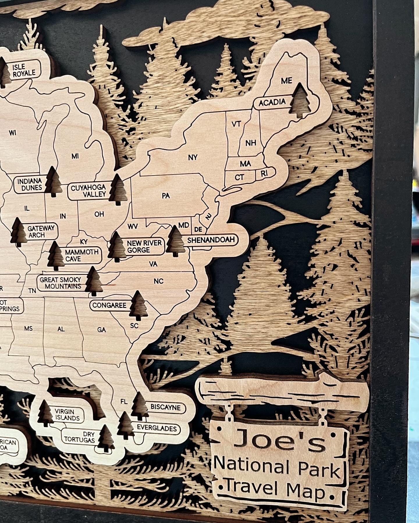 National Parks Travel Map Tracker, USA Travel Map, Shelf Decor, Gift ...