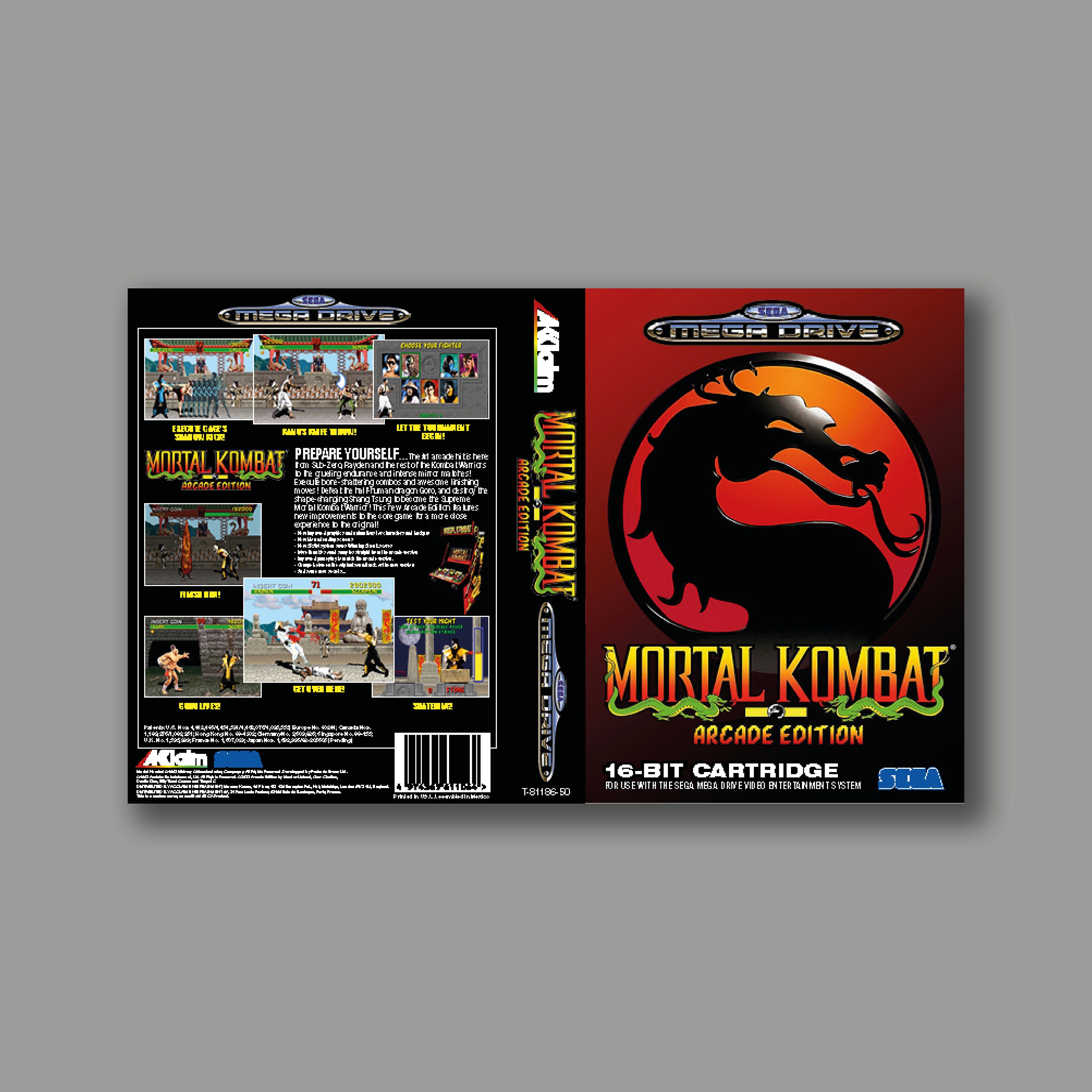 Replacement Cover Mortal Kombat Arcade Edition PAL Hack Version SEGA ...