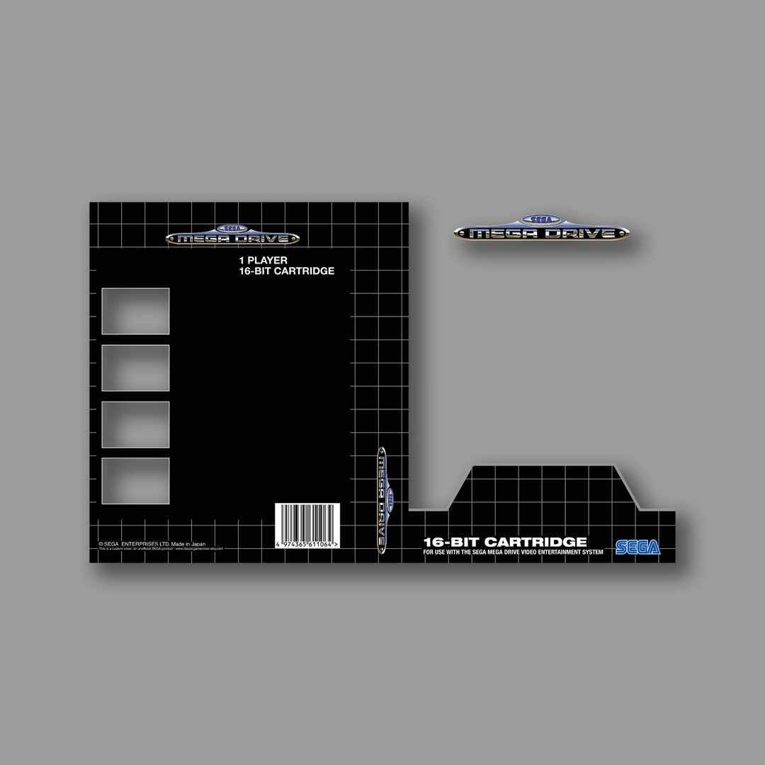 Black Template for Sega Megadrive Game Cover (PAL Version), Transparent ...