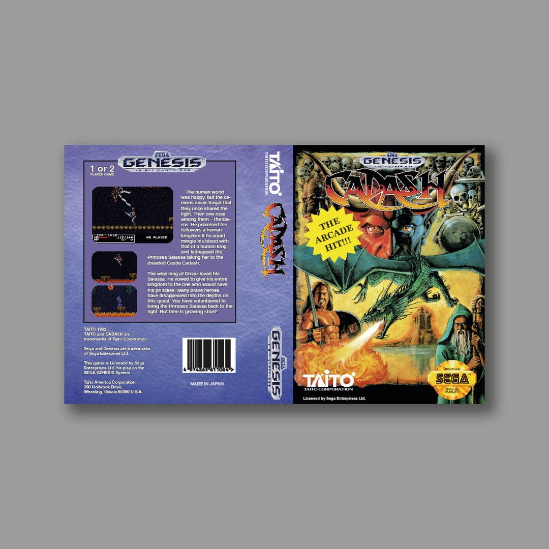 Replacement Cover - Cadash - Sega Genesis Replacement Classic Game ...