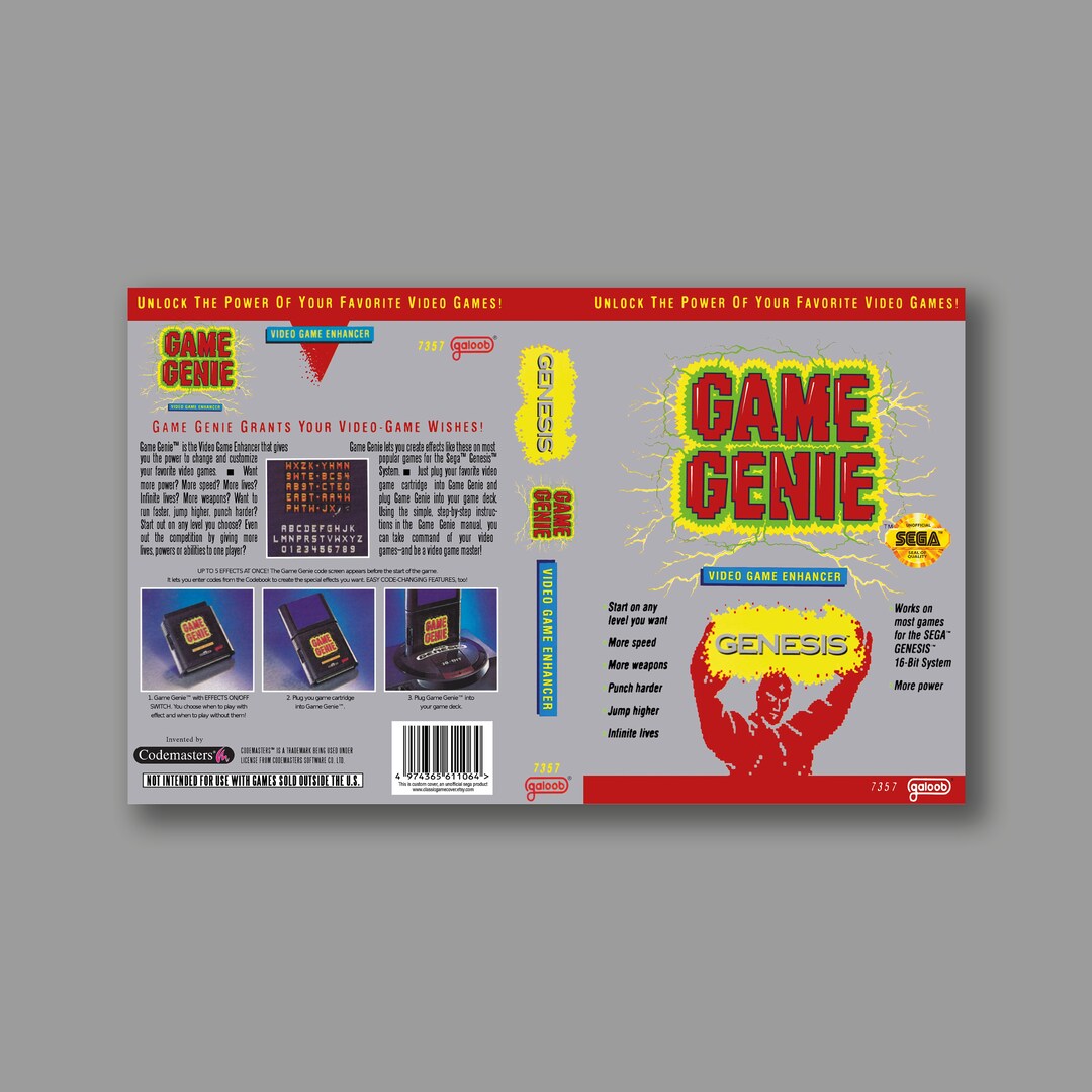 Replacement Cover - Game Genie (US Version) - Sega Genesis Classic ...
