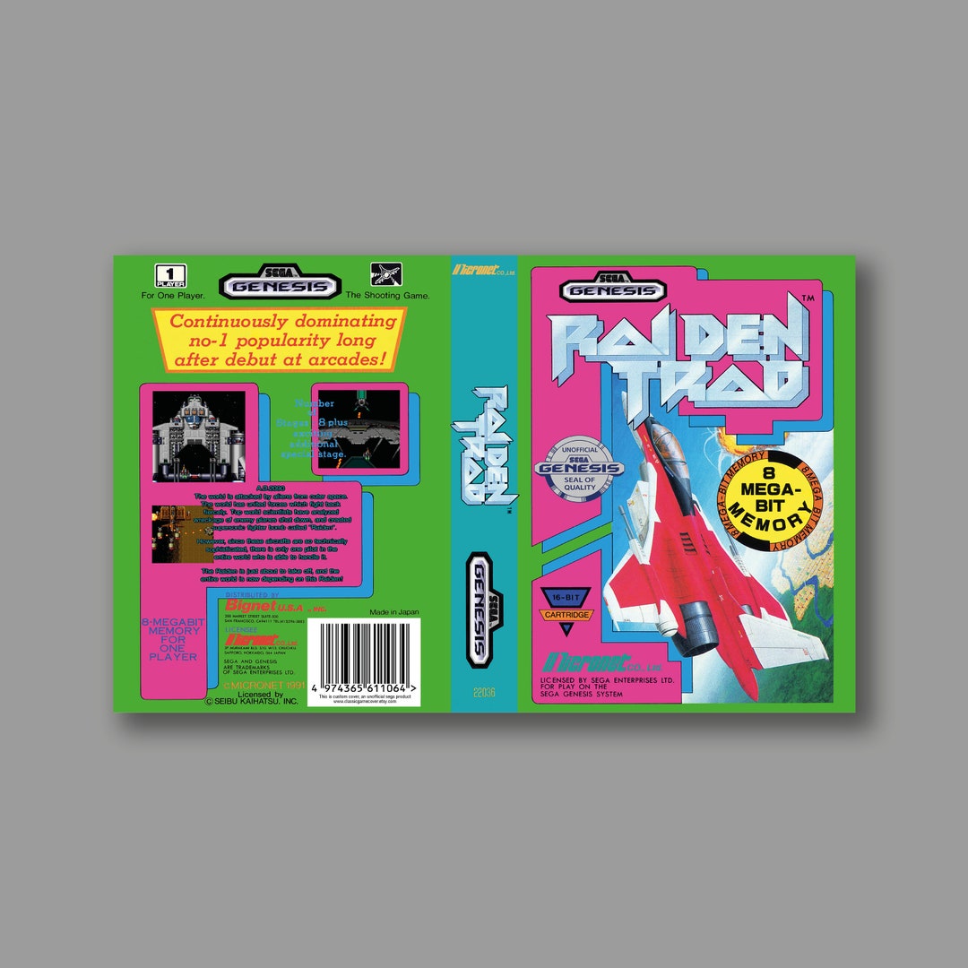 Replacement Cover Raiden Trad V1 US Version Sega Genesis Classic Game ...