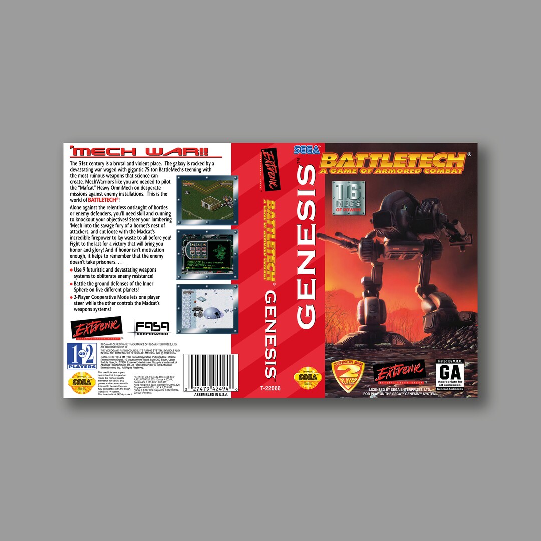 Replacement Cover - Battletech - Sega Genesis Classic Game Cover - High ...