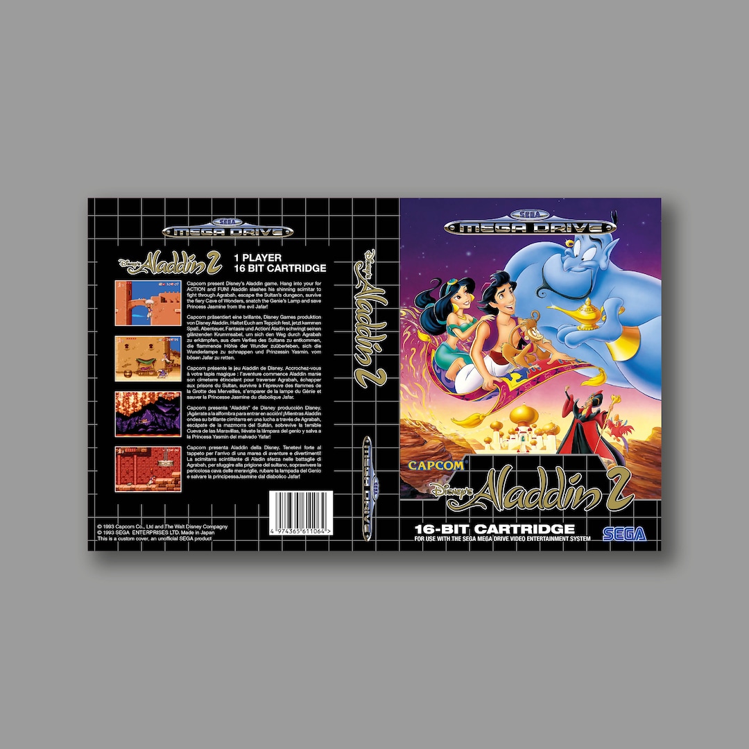 Replacement Cover - Aladdin 2 (PAL From SNES Hack Version) - SEGA Megadrive Replacement Custom ...
