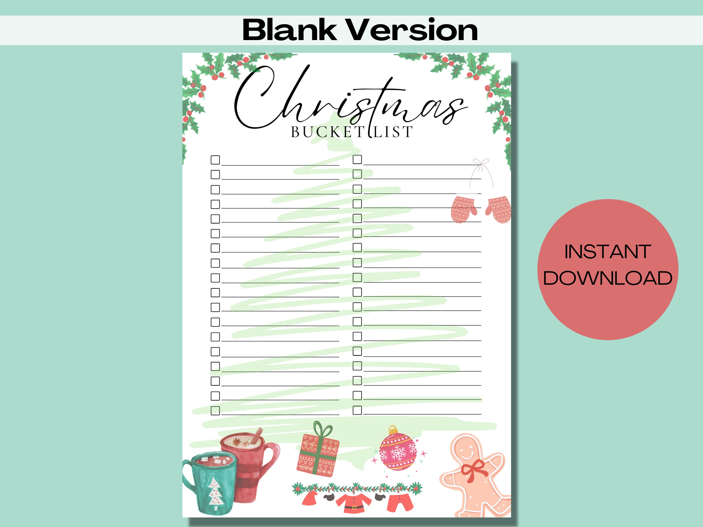 Christmas Bucket List | Winter Bucket List Template | Christmas to Do ...