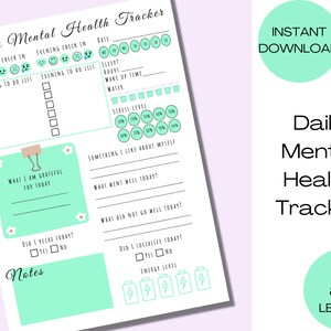 Daily Mental Health Tracker | Printable PDF | Daily Mood Tracker | Mood ...