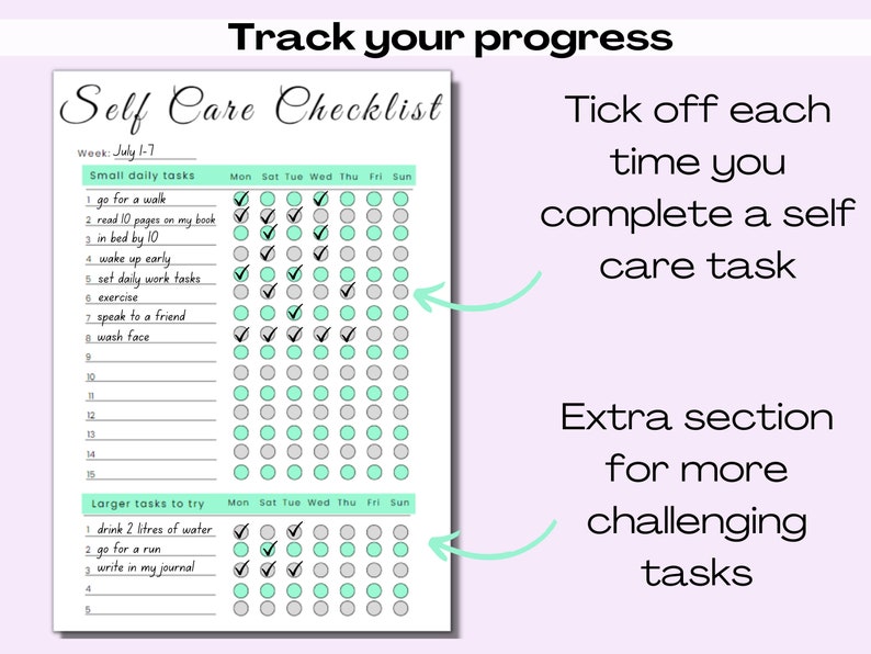 Self Care Checklist Printable PDF Daily Checklist Mental - Etsy
