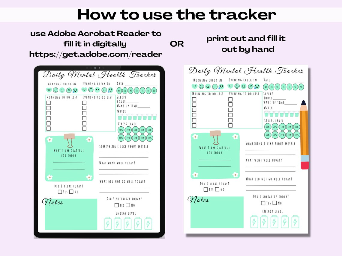 Daily Mental Health Tracker Printable PDF Daily Mood Tracker Mood ...
