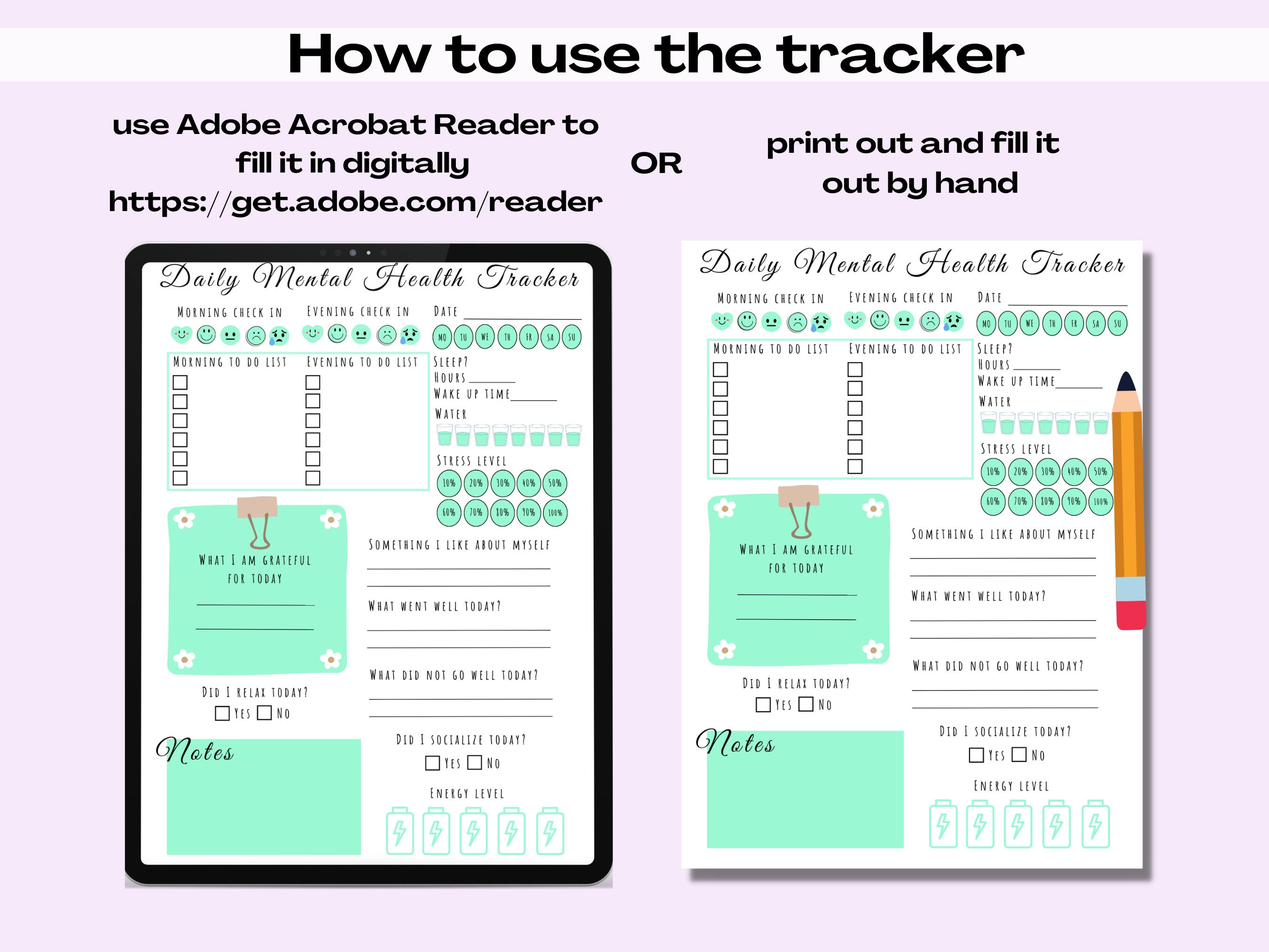 Daily Mental Health Tracker | Printable PDF | Daily Mood Tracker | Mood ...