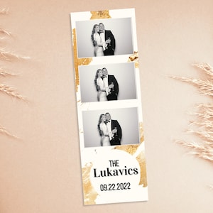 Gold and White 2x6 Photo Strip Template for Photo Booth | Editable ...