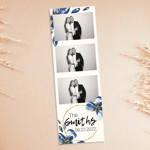 Blue Floral 2x6 Photo Strip Template for Photo Booth | Editable Digital ...