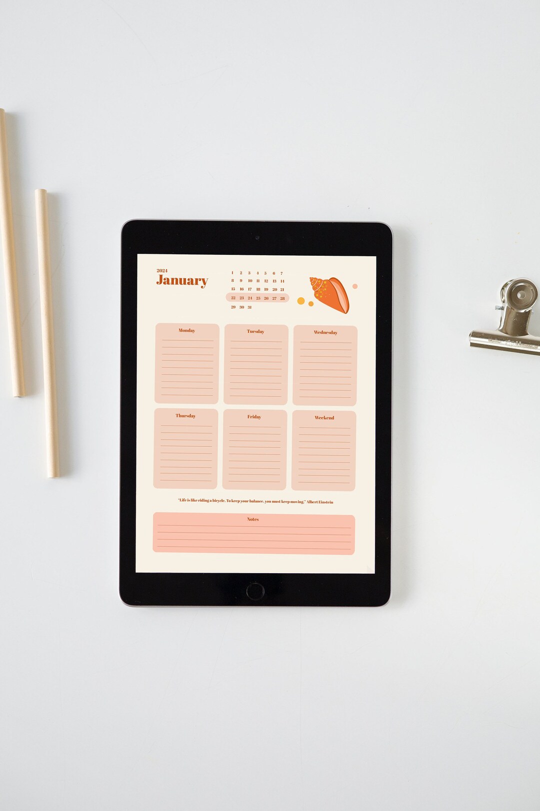 2024 Digital Weekly Planner - Sea and Seashells Themed - Etsy