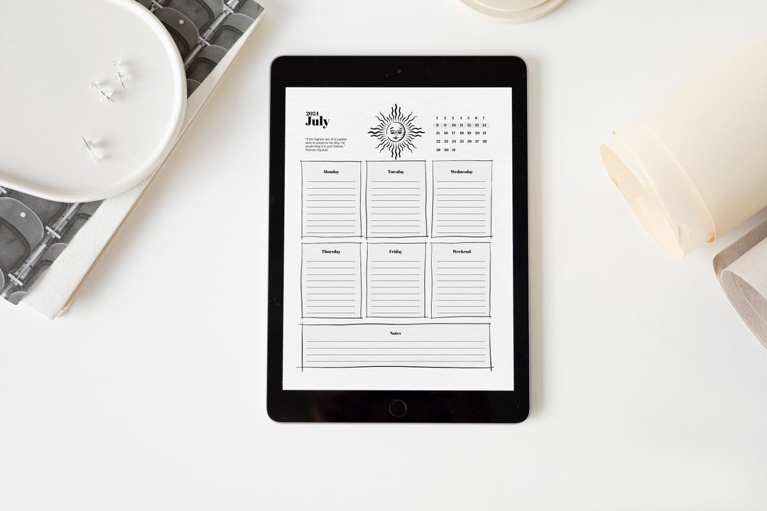 2024 Digital Weekly Planner - Sun and Ink Themed - Etsy