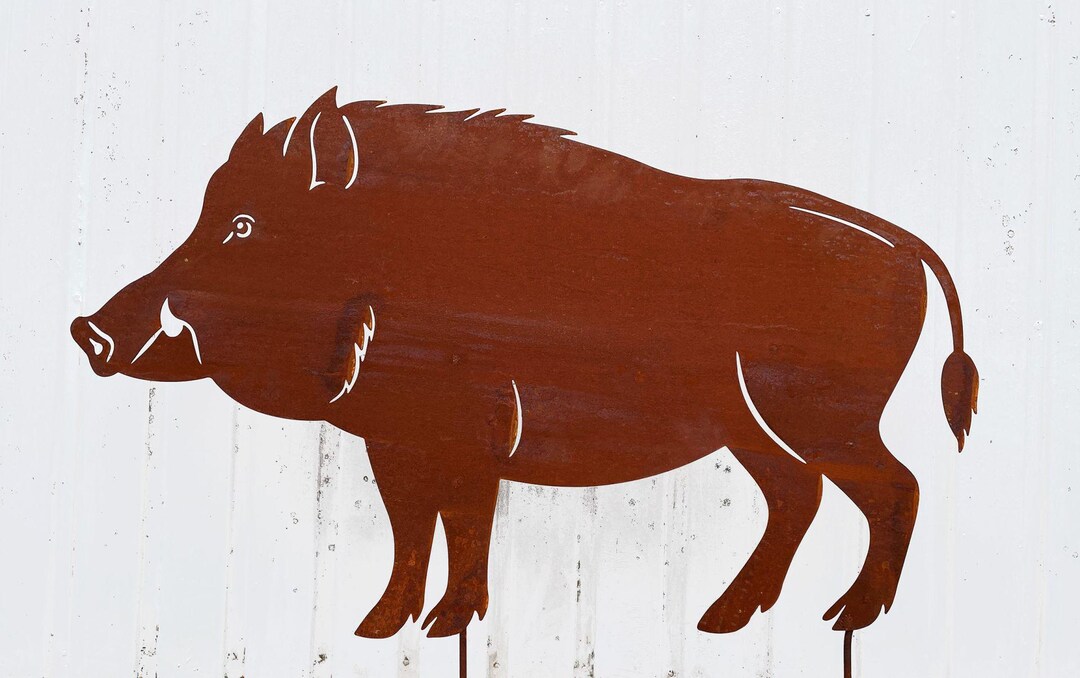Wild Boar Standing 80 X 50 Cm for Plugging Garden Stake Rust ...
