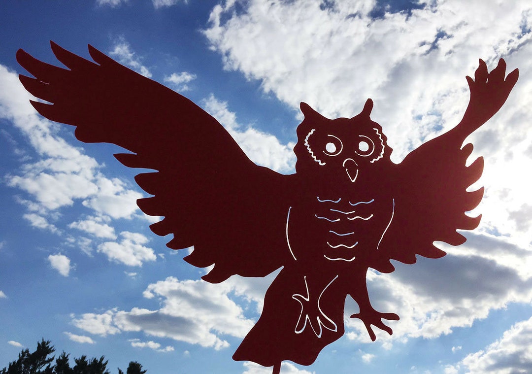 Flying Owl Eagle Owl Life-size 67 Cm Garden Stake Rust Garden ...