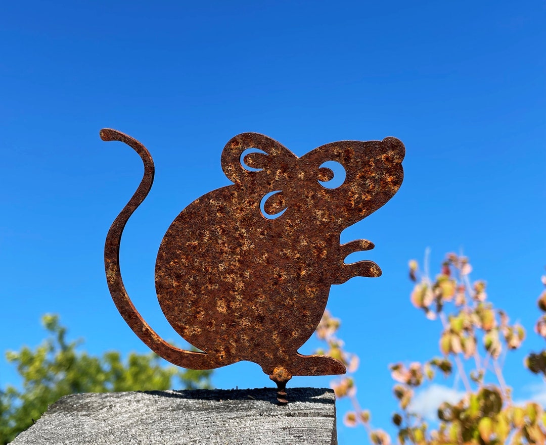 Mouse 9 X 10 Cm for Screwing Rust Rust Decoration Branch Garden Fence ...