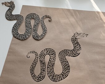 Snake Linocut - Etsy