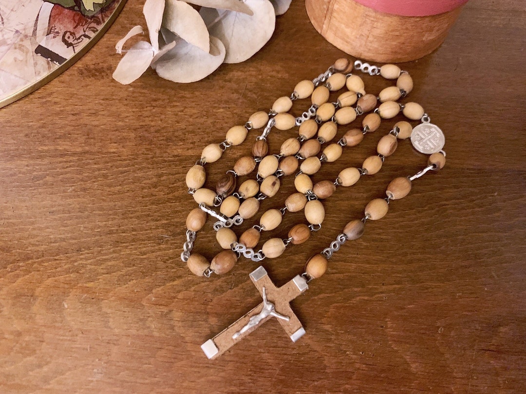 Olive Wood Rosary Handmade in Holy Land Jerusalem Jesus Christ ...