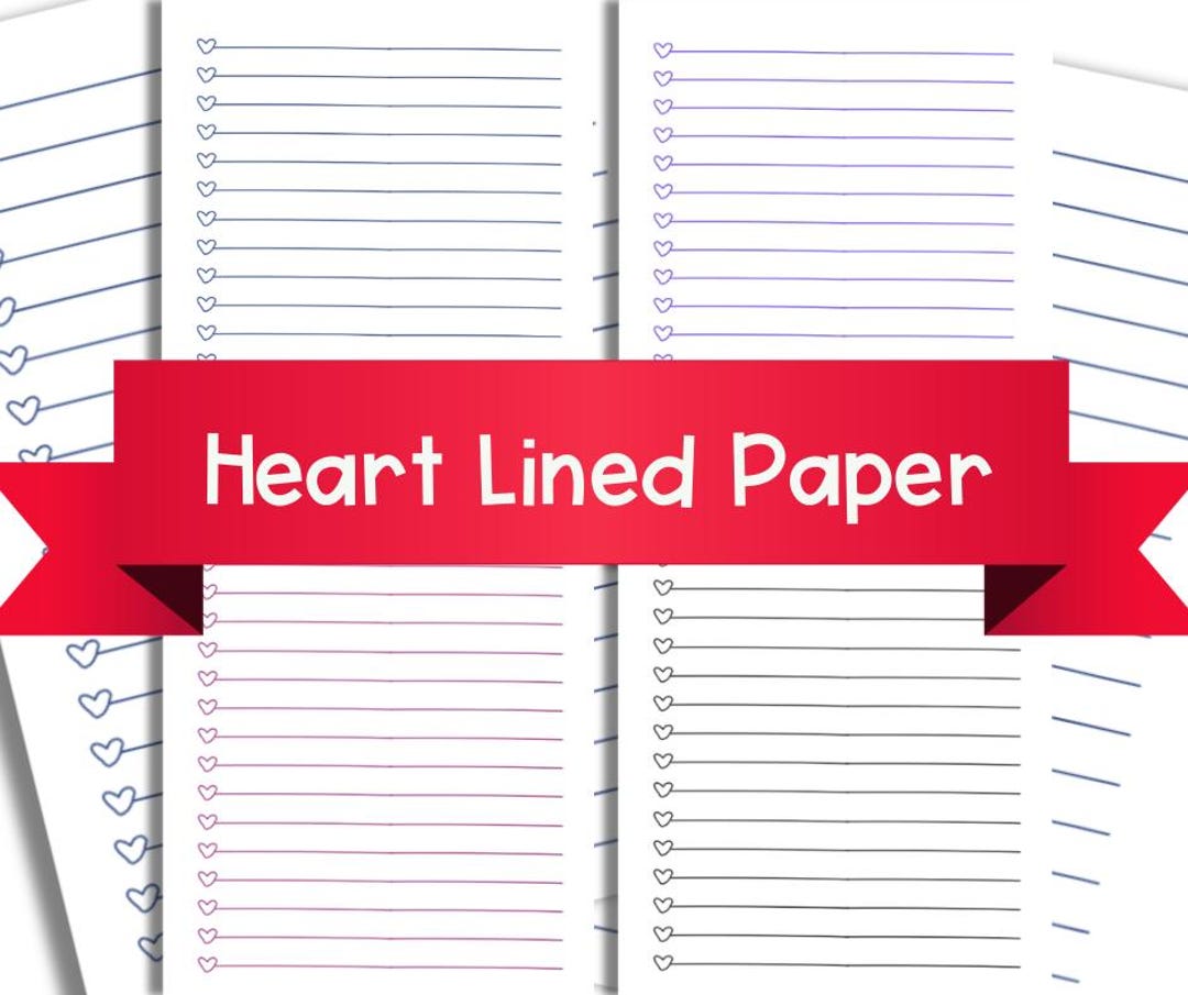 Heart Lined Writing Paper | Valentine's Day Stationery (digital ...