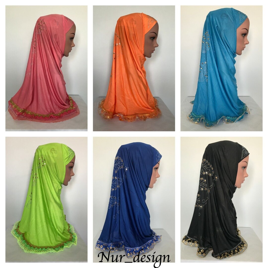 1 Piece Al Amira Hijab Pearl Beading and Rhinestones Muslim Head Cover ...