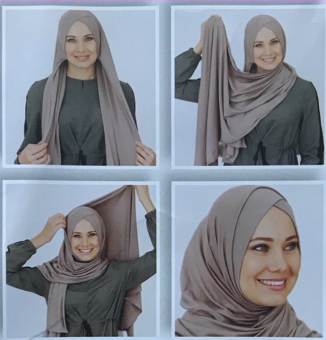 Plain Pinless One-piece Instant Stretchable Muslim Women Scarf Hijab - Etsy