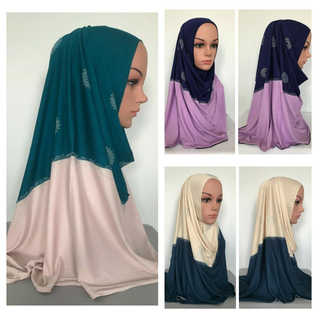 160*60cm Cotton Jersey Stretchable Scarf Hijab Muslim Head Cover - Etsy