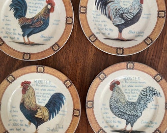 Set of 3 Cindy Shamp Rooster Plates - Etsy