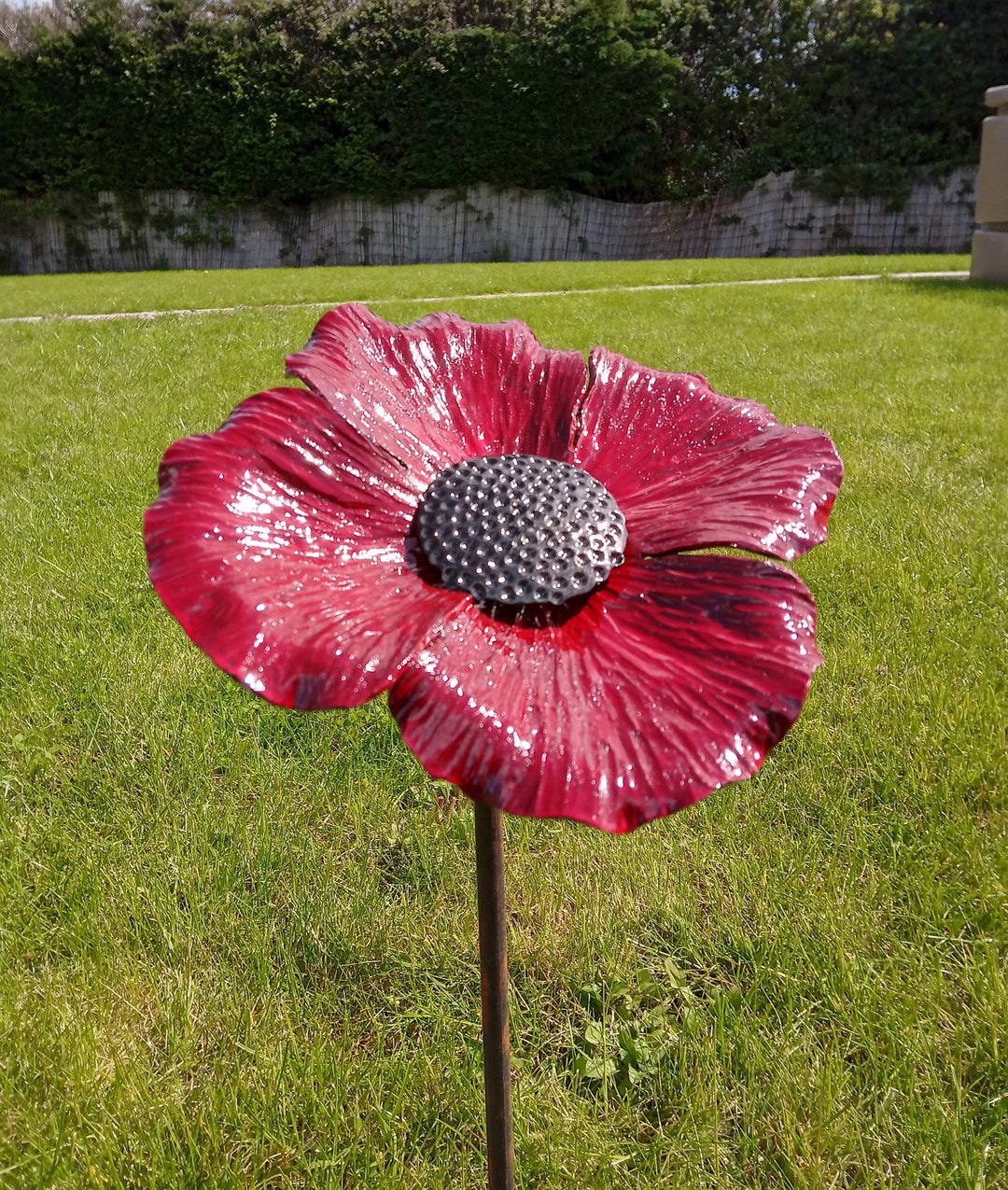 Hand Forged and Painted Steel Poppy Sculpture - Etsy
