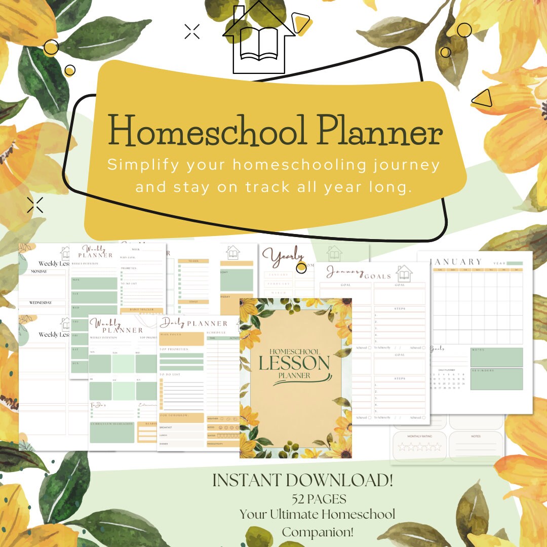 Sunflower Homeschool Planner Teaching Planner Printable Planner ...
