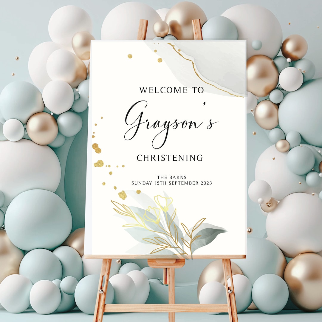 Christening Day Personalised Signs, Printable Baptism Welcome Sign ...