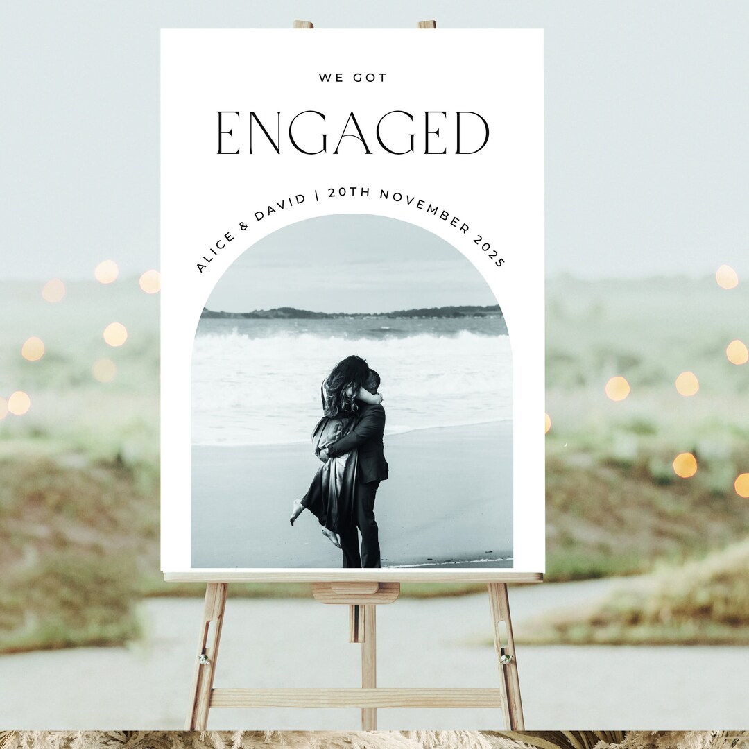 We Got Engaged Photo Wall Art, Engagement Party Personalised Photo ...