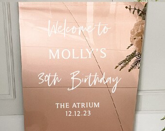 Editable Rose Gold Birthday Welcome Sign Luxury Rose Gold - Etsy