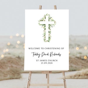 Christening Day Personalised Signs, Printable Baptism Welcome Sign ...
