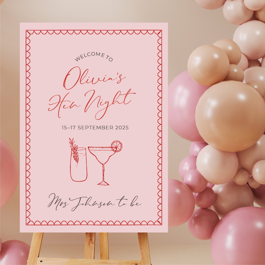 Hen Party Personalised Welcome Sign, Hen Do, Night, Weekend Décor ...