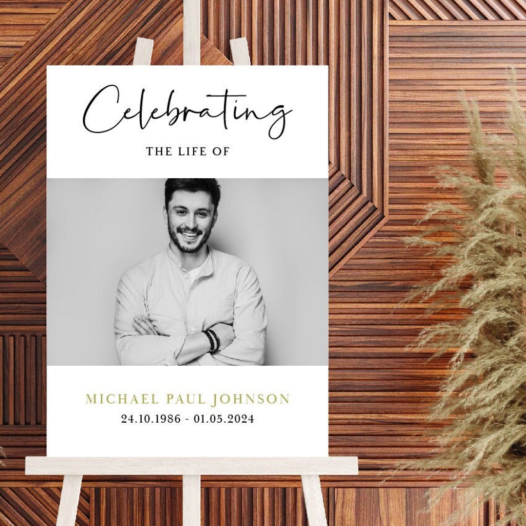 Memorial Sign, Funeral Welcome Board, Photo Printable Custom Sign ...