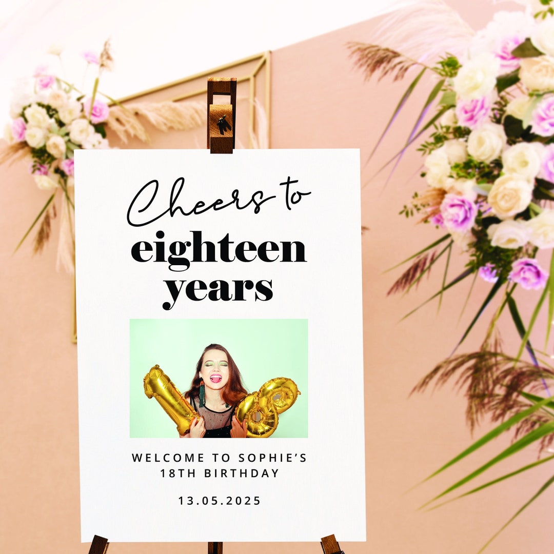 18th Birthday Party Personalised Photo Welcome Sign, Eighteen ...