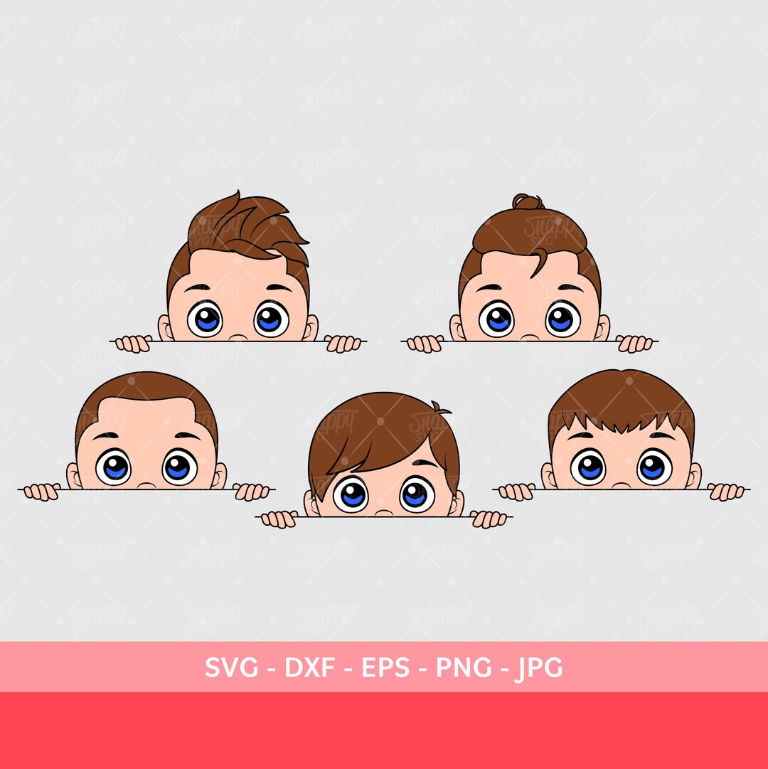 Brunet Peekaboo Boy, Peekaboo Boy Svg, Boy Mom Svg, Little Boy Clipart ...