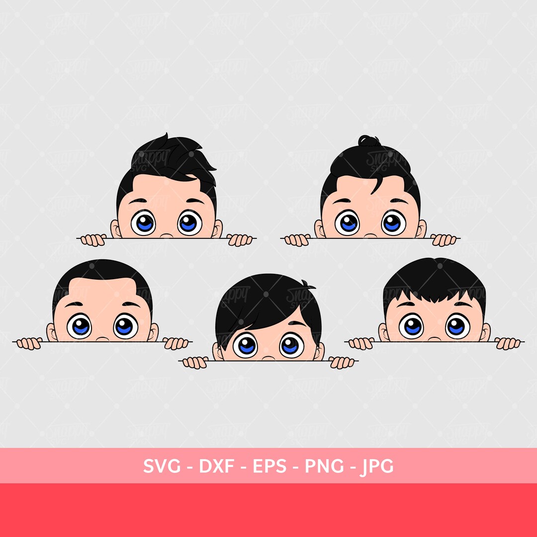 Black Hair Peekaboo Boy, Peekaboo Boy Svg, Boy Mom Svg, Little Boy ...