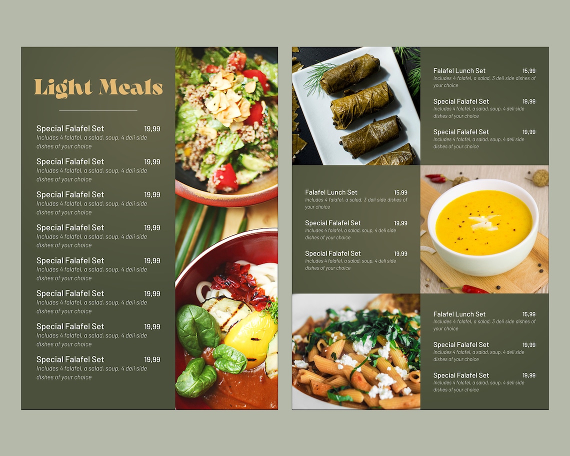 Restaurant Menu Design Canva Restaurant Design Menu Folder - Etsy