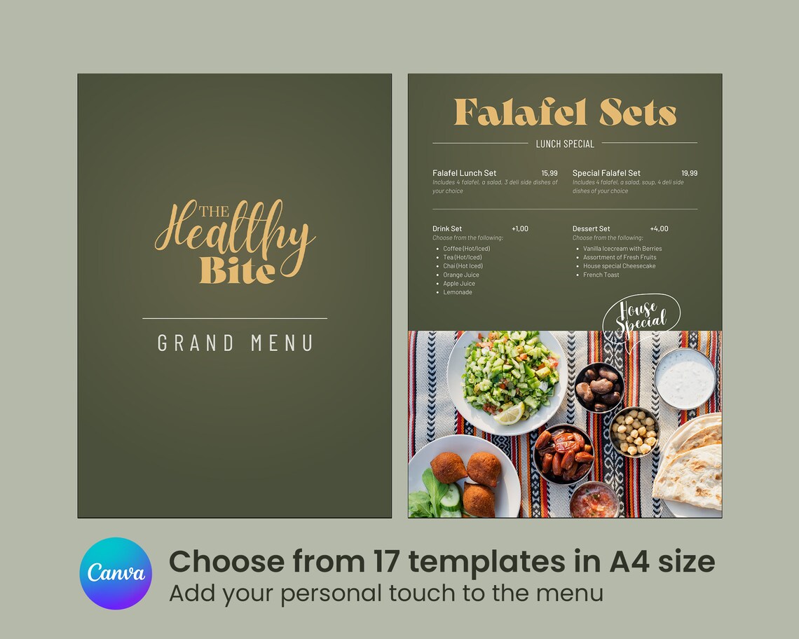 Restaurant Menu Design Canva Restaurant Design Menu Folder - Etsy