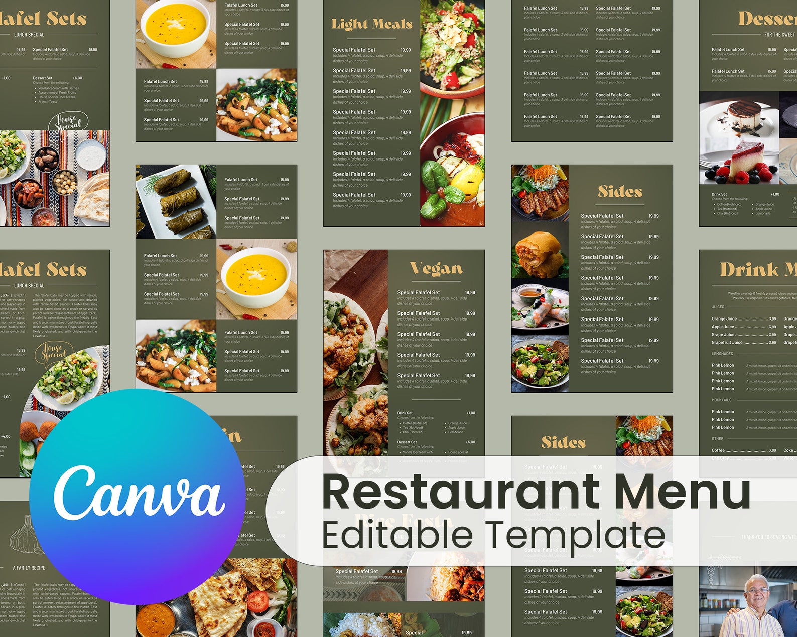 Restaurant Menu Design Canva Restaurant Design Menu Folder - Etsy