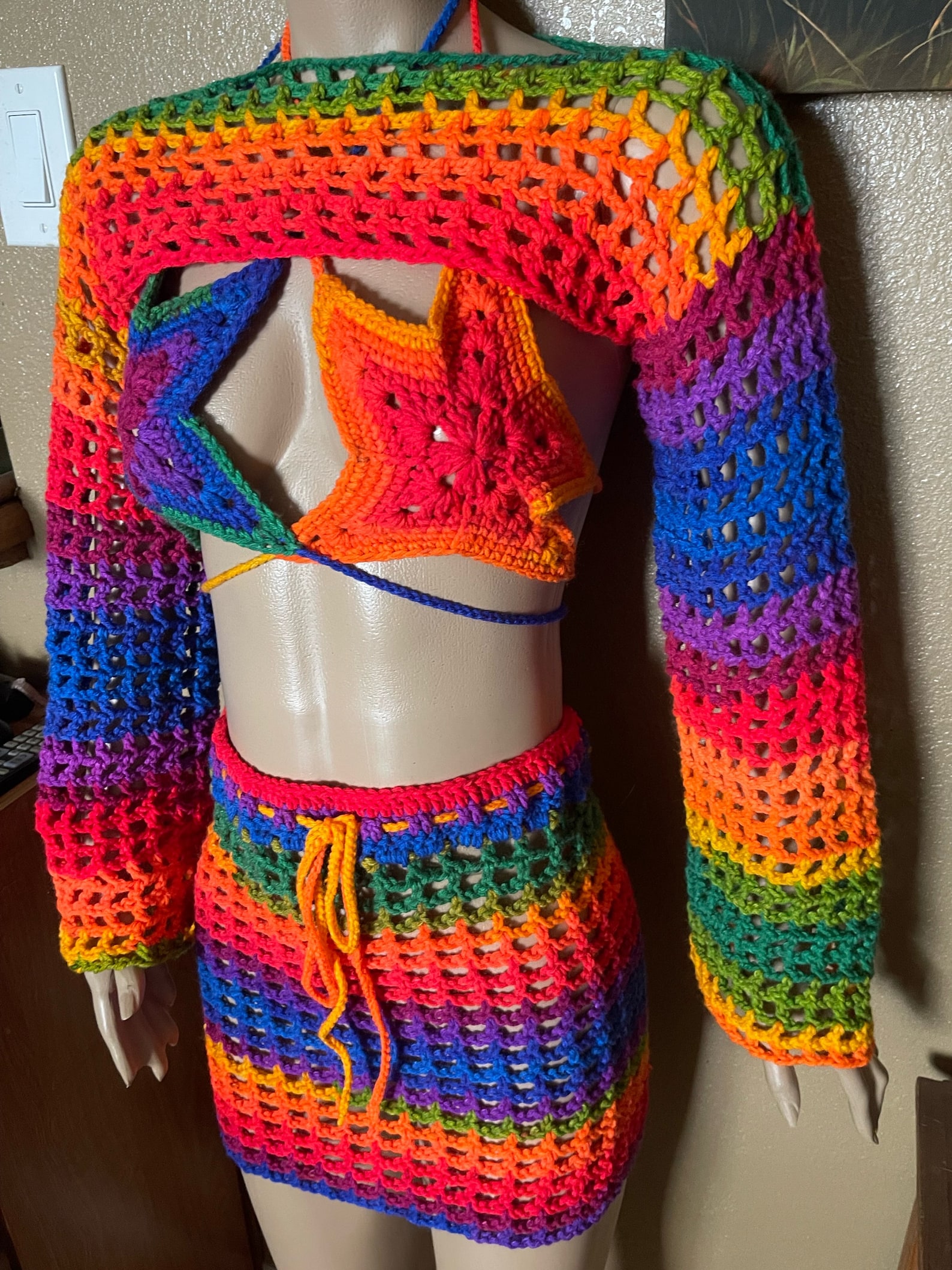 Custom Crochet Rave Outfit - 3 Piece Set - Etsy