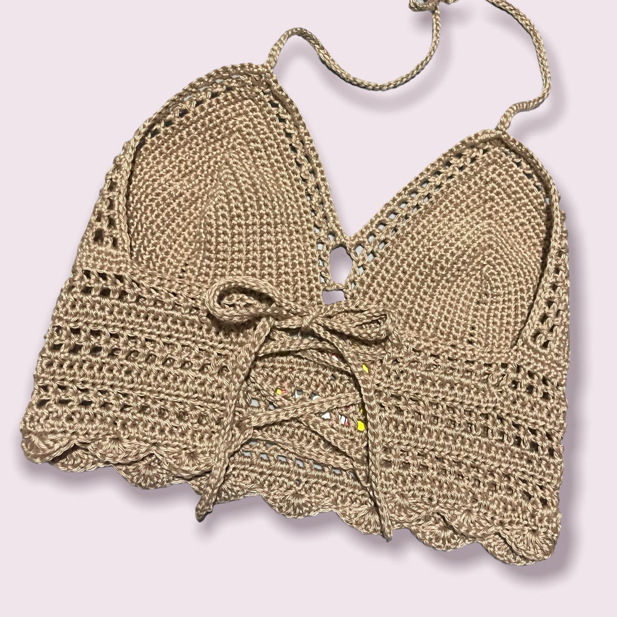 Crochet Boho Halter Crop Top Bralette Handmade Etsy