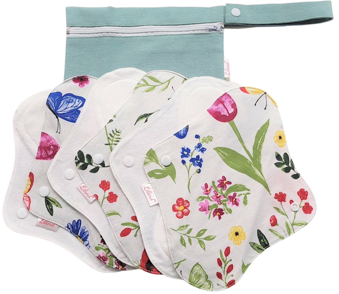 Lilind® 6 Pack Cotton Cloth Pads With Free Bag, Comfortable, Waterproof ...