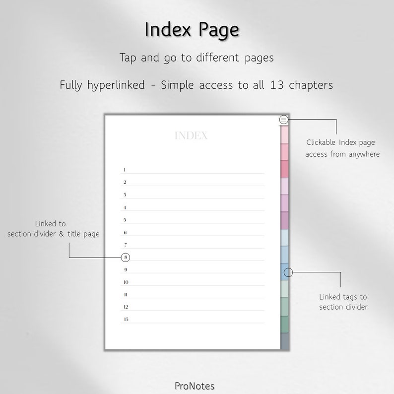 Pastel Digital Notebook: Lined Grid, Hyperlinked Tabs (goodnotes ...