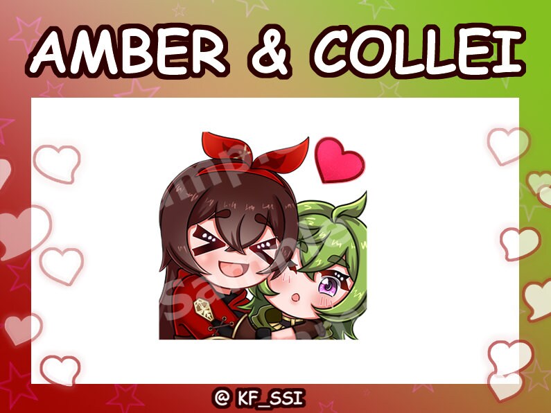 Genshin Impact Amber and Collei Cute Hug Emote for - Etsy